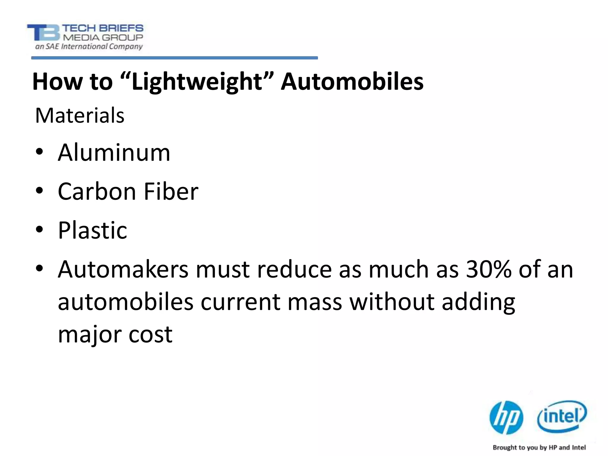 Lightweighting Automobiles | PPTX