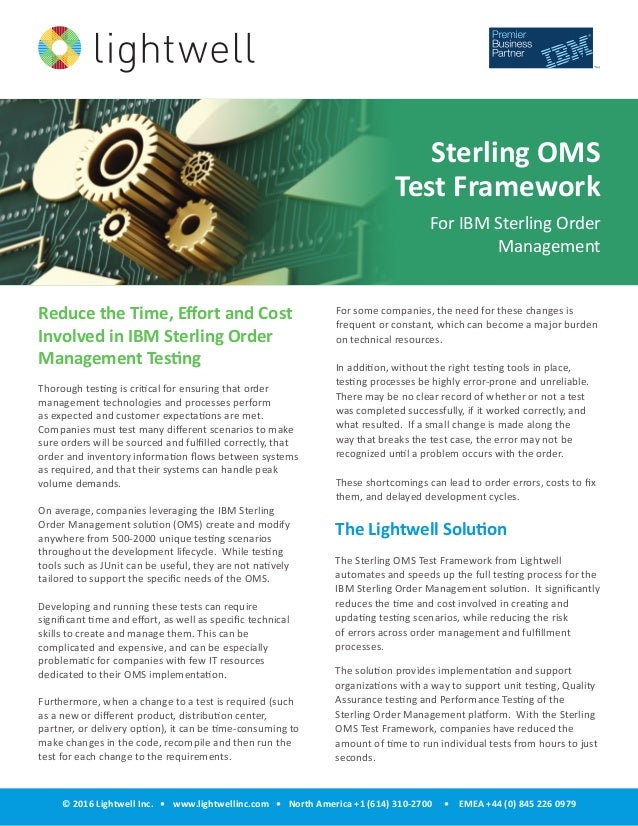 Lightwell Sterling OMS Test Framework Overview