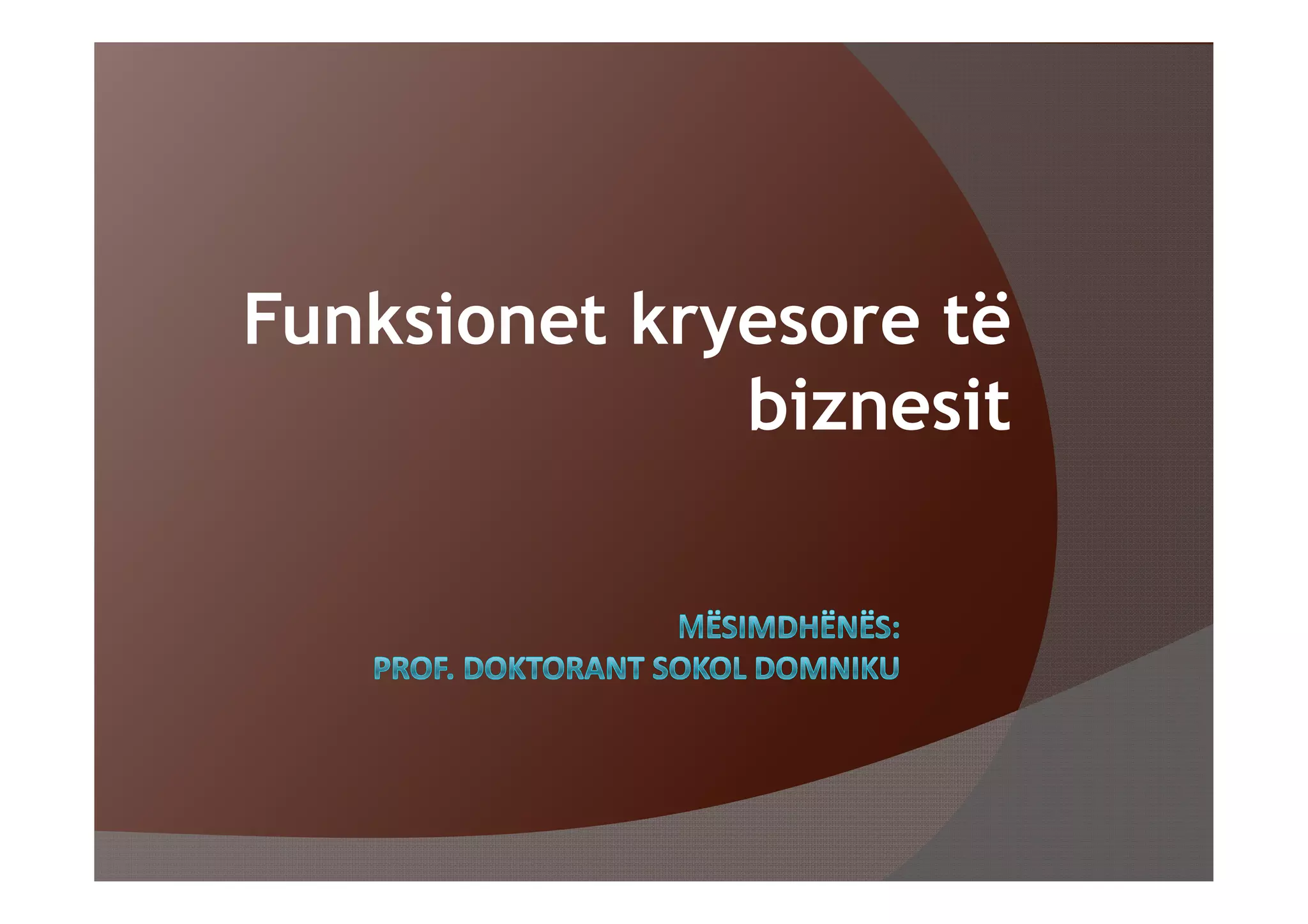 Funksionet Kryesore te Biznesit | PPT