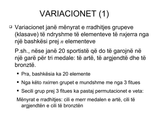 Ligjerata 10 permutacionet, kombinacionet, variacionet | PPT