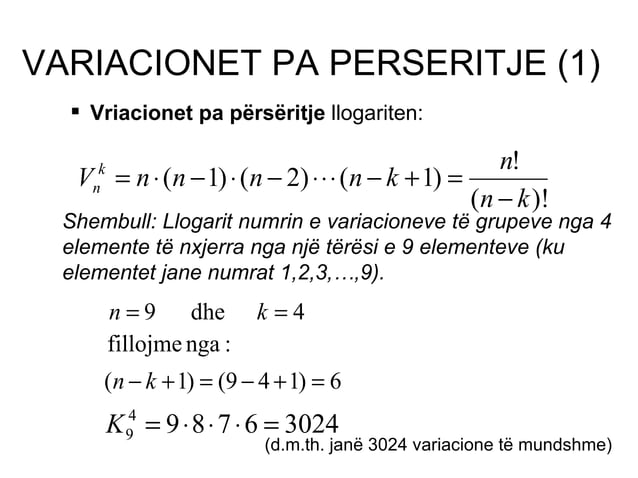 Ligjerata 10 permutacionet, kombinacionet, variacionet | PPT