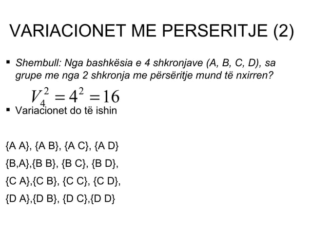 Ligjerata 10 permutacionet, kombinacionet, variacionet | PPT
