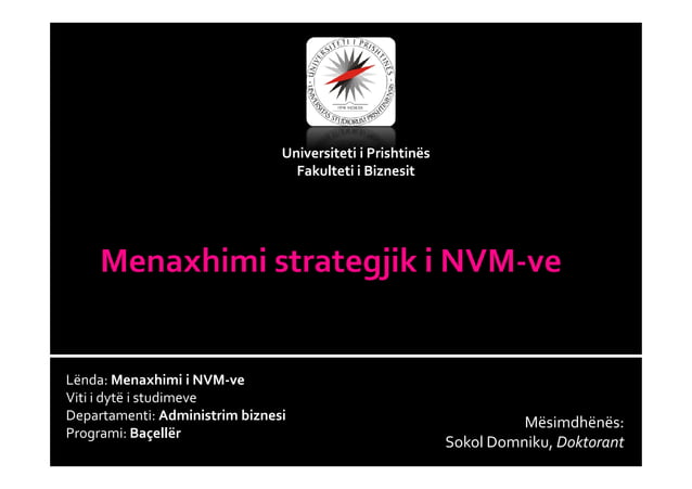 Menaxhimi Strategjik i NVM-ve | PDF