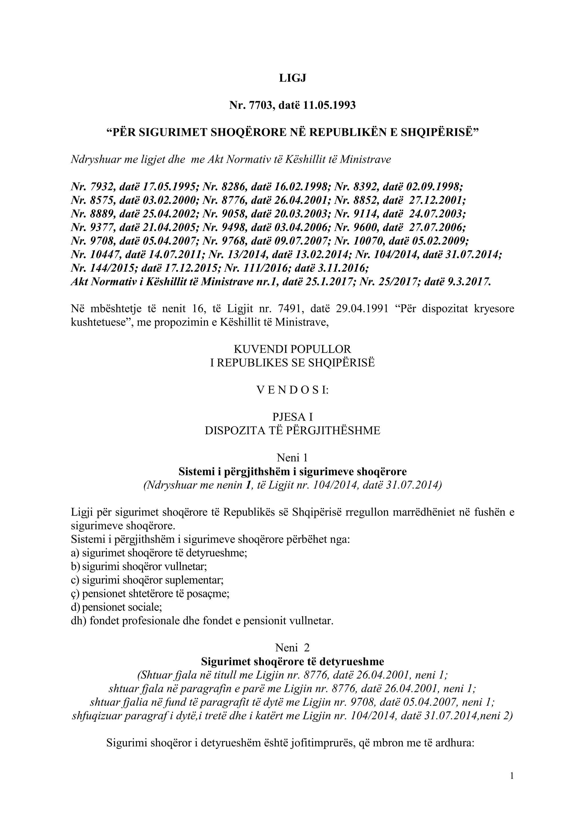 Ligji per sigurimet shoqerore | PDF