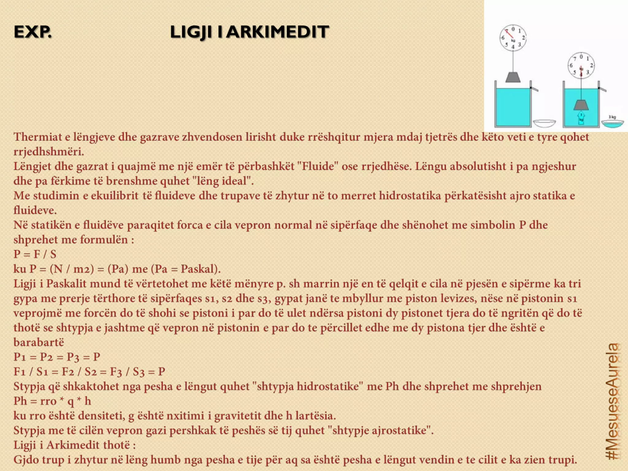 ZBATIME TE LIGJIT TE ARKIMEDIT PUNE EKSPERIMENTALE | PPT