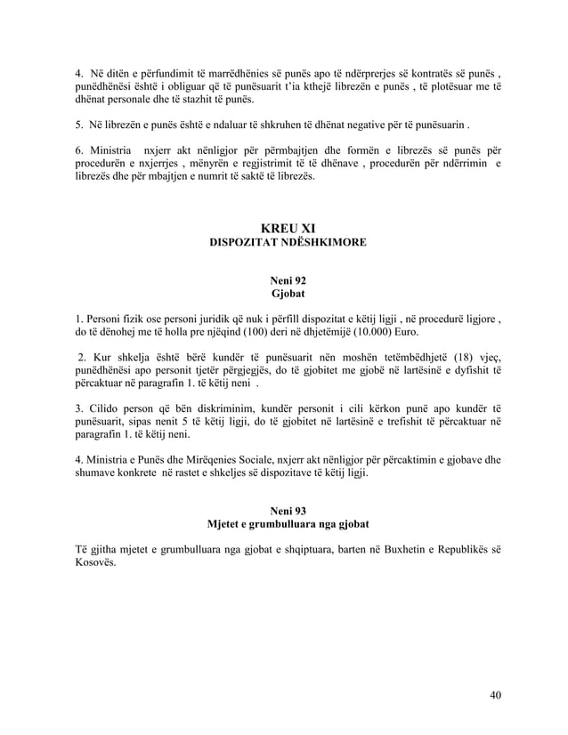 Ligji i punes 2010 212-alb | PDF