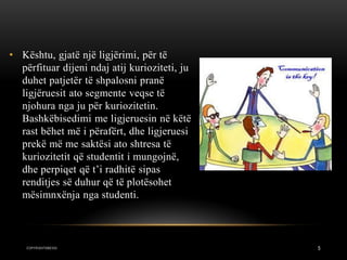 Ligjërimi dhe mësimnxënja | PPT