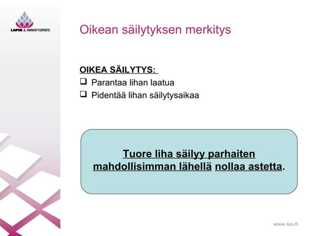 Lihan säilytys | PPT