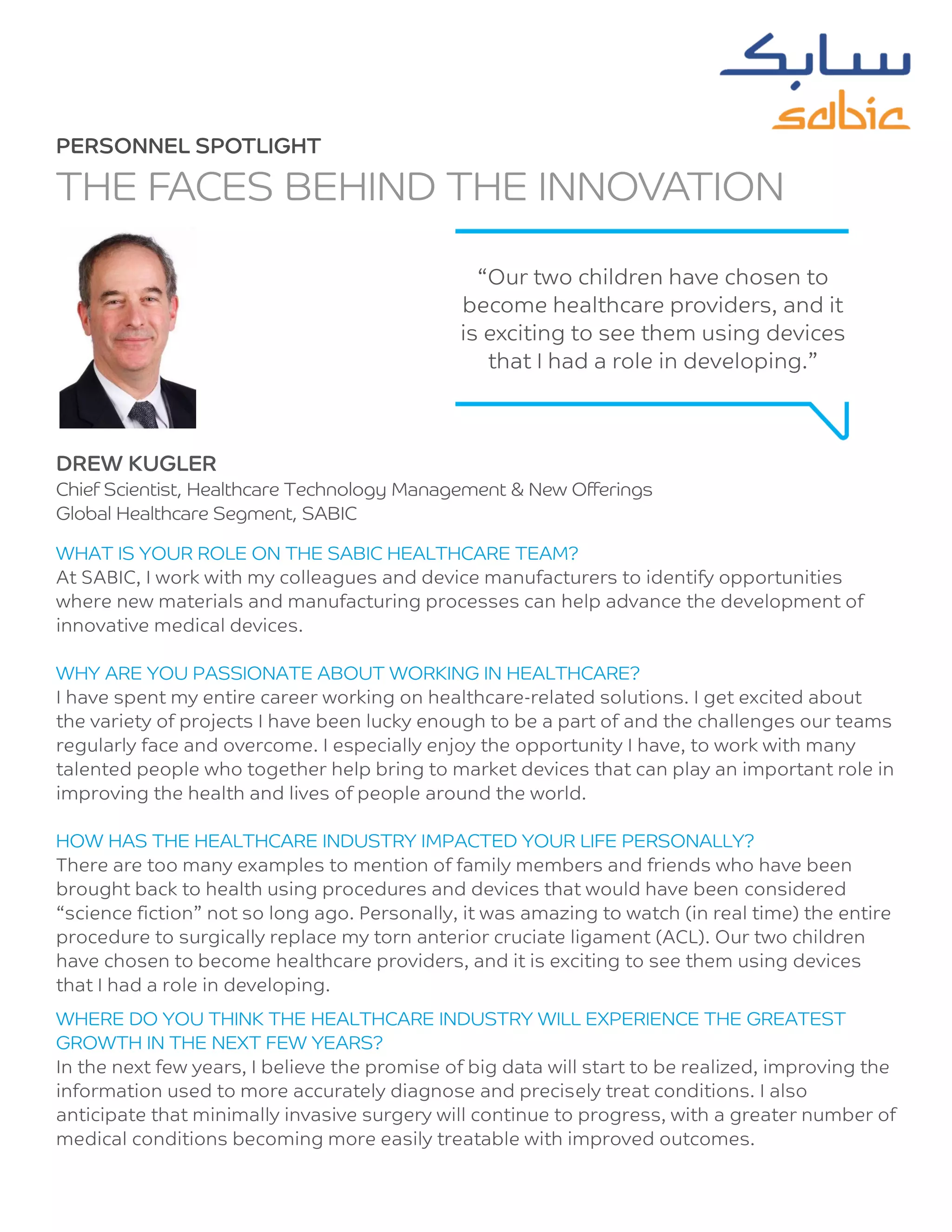 SABIC Employee Spotlight, The Faces Behind the Innovation- ANDREW ...