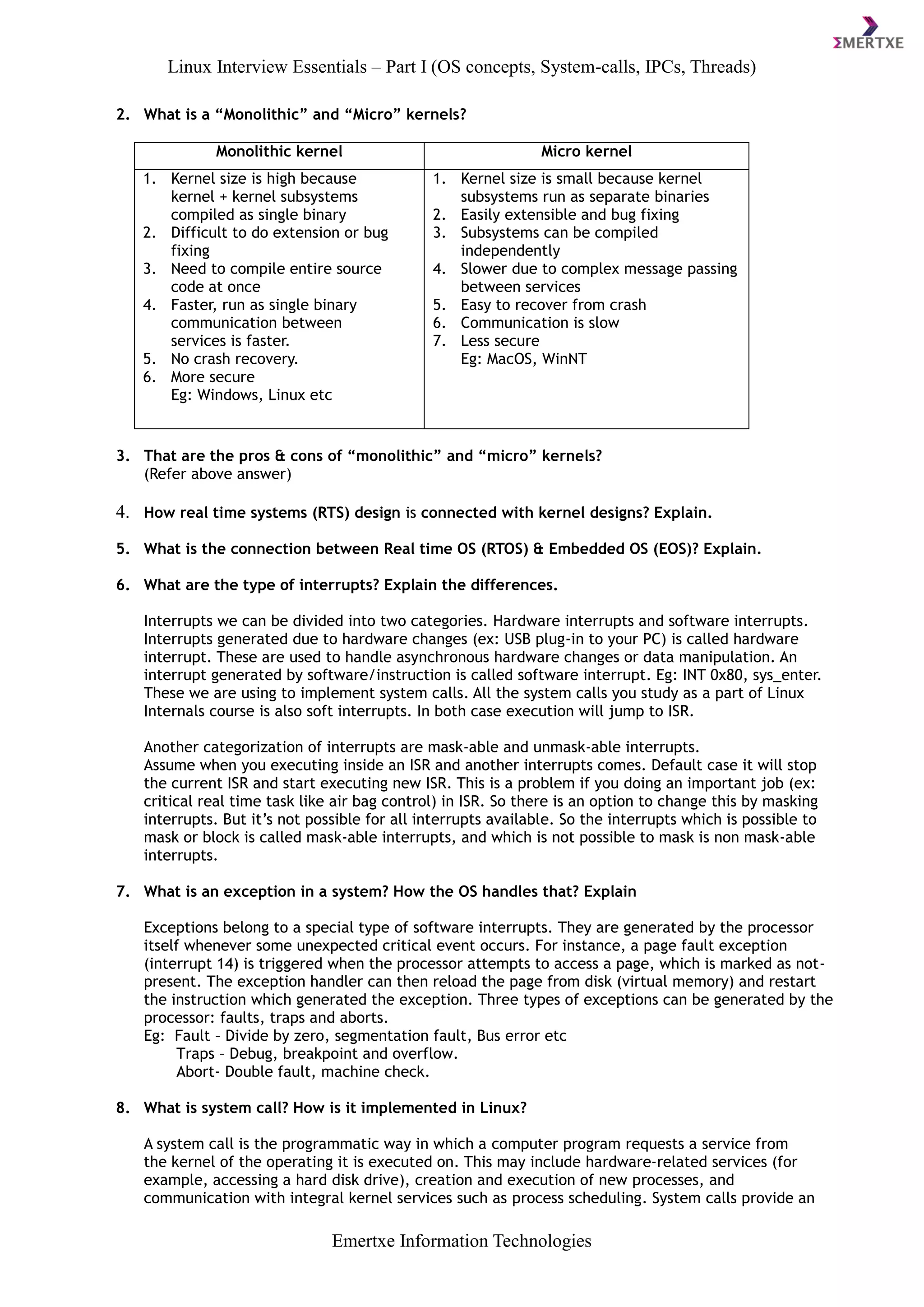 Linux Internals - Interview essentials - 1.0 | PDF