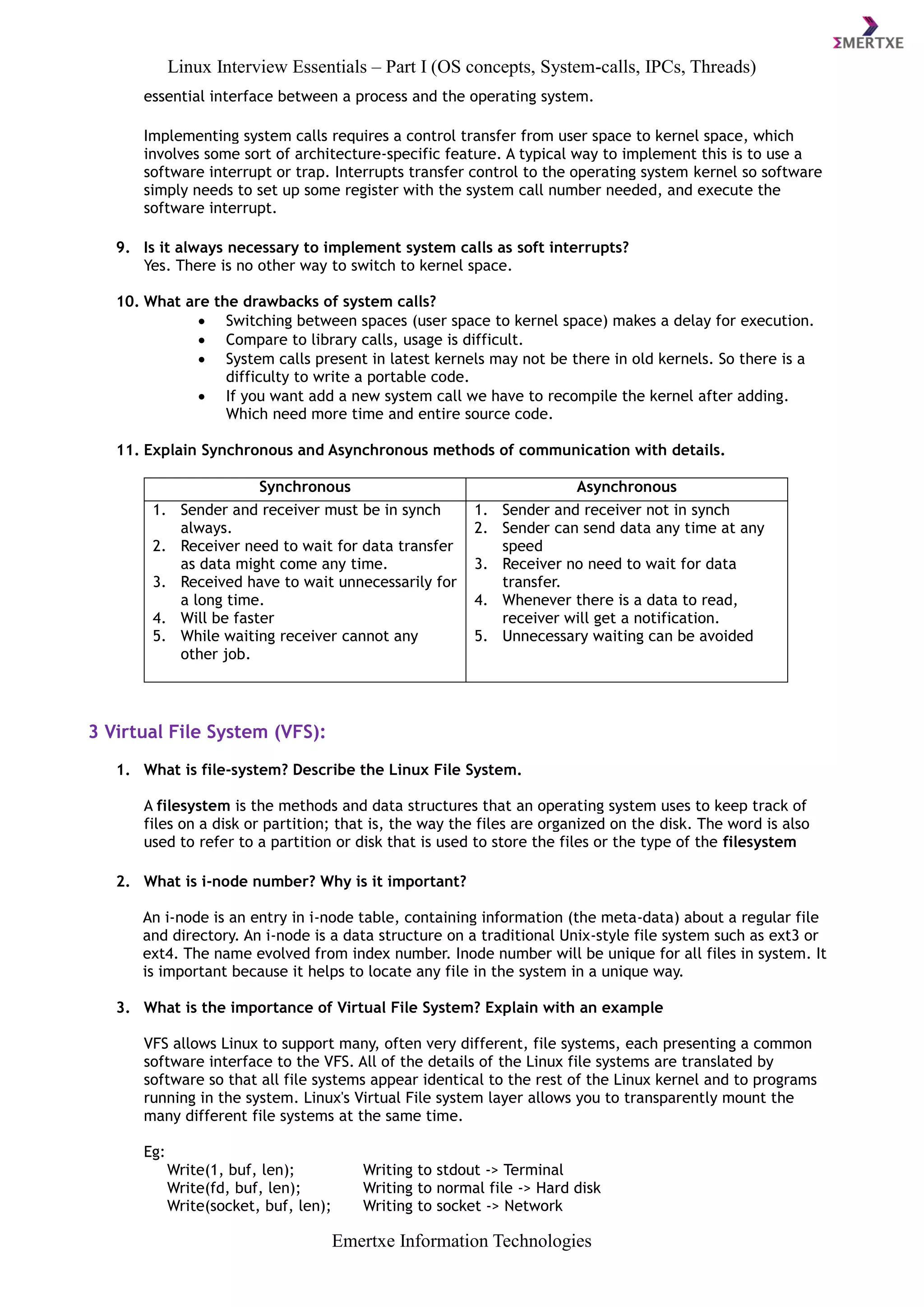 Linux Internals - Interview essentials - 1.0 | PDF | Operating Systems | Computer Software and ...