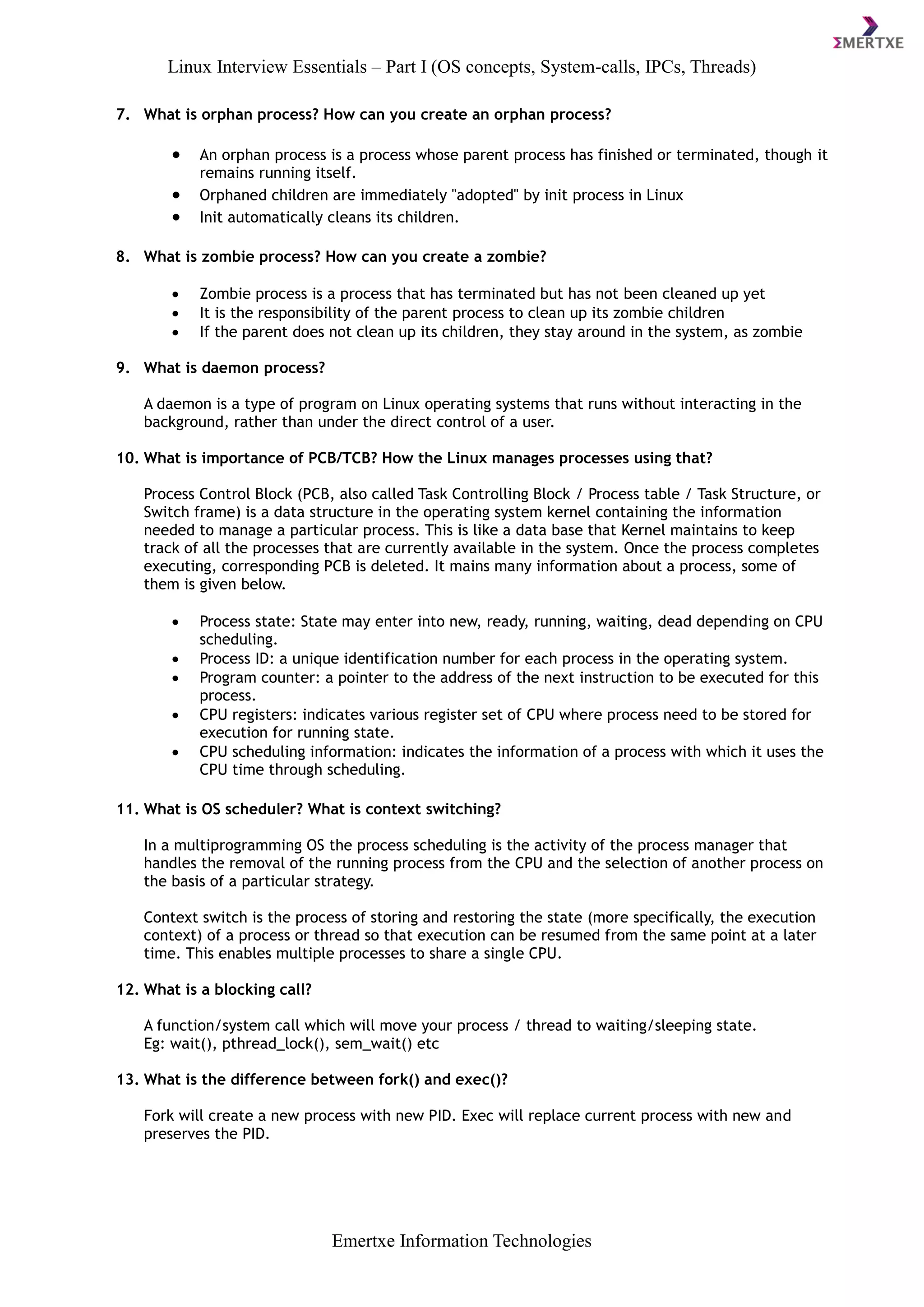 Linux Internals - Interview essentials - 1.0 | PDF