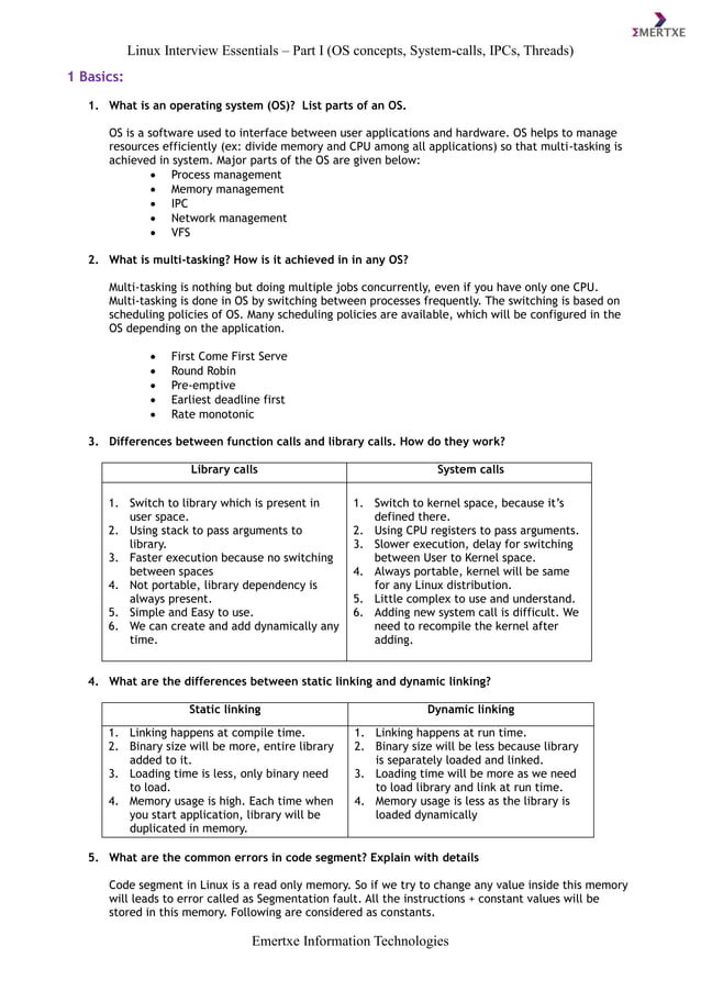 Linux Internals - Interview essentials - 1.0 | PDF | Operating Systems | Computer Software and ...