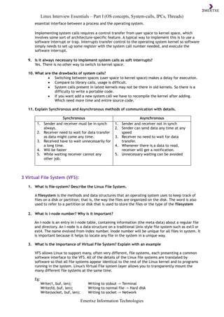 Linux Internals - Interview essentials - 1.0 | PDF