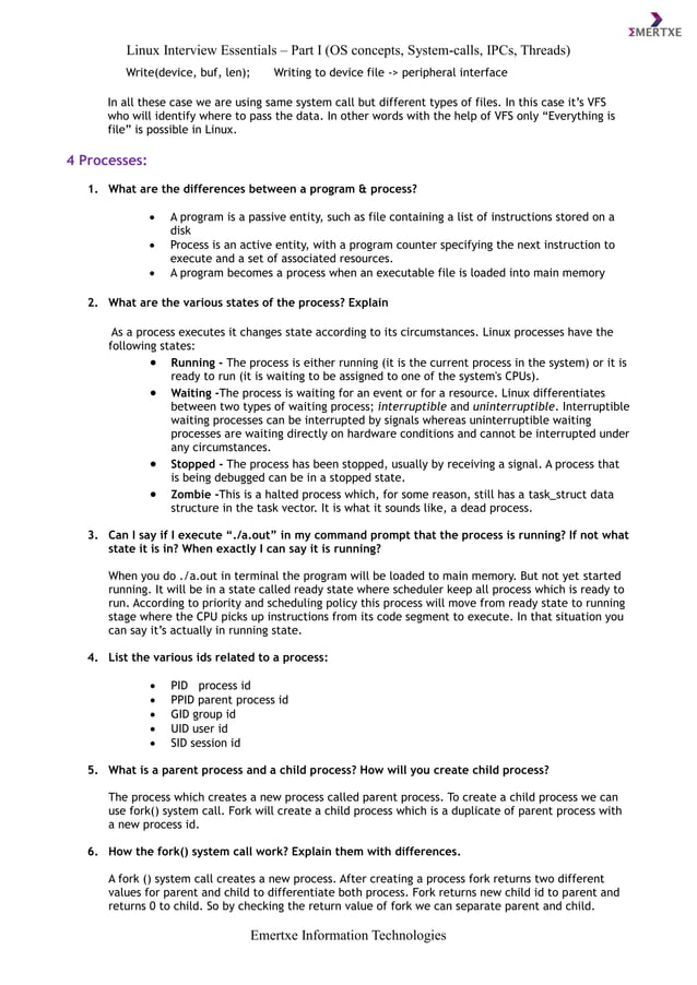 Linux Internals - Interview essentials - 1.0 | PDF | Operating Systems | Computer Software and ...