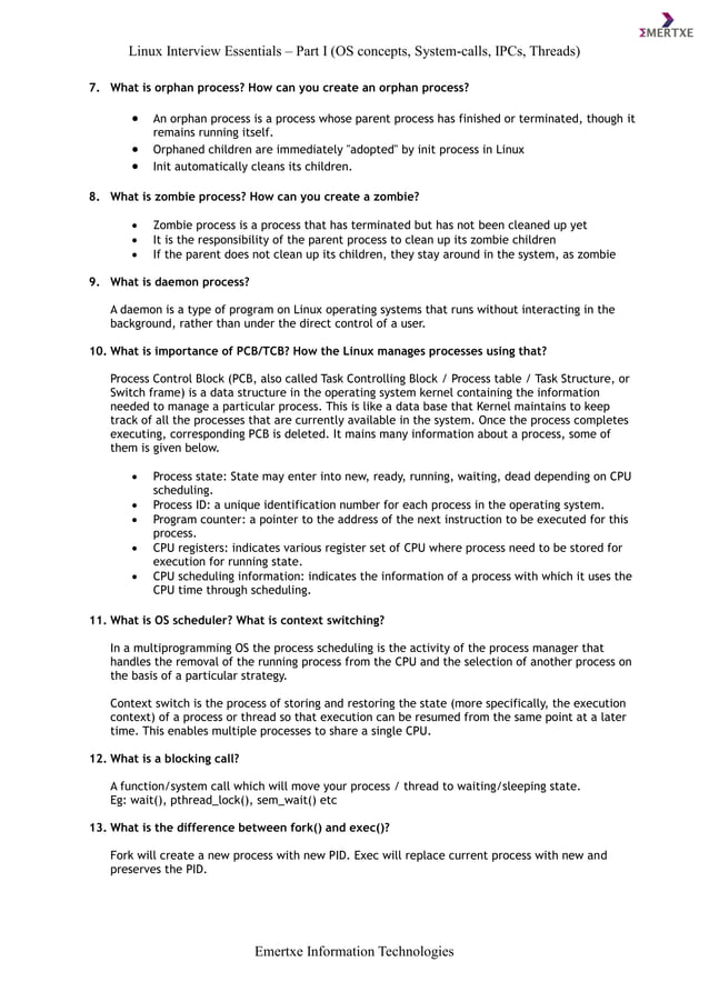 Linux Internals - Interview essentials - 1.0 | PDF | Operating Systems | Computer Software and ...