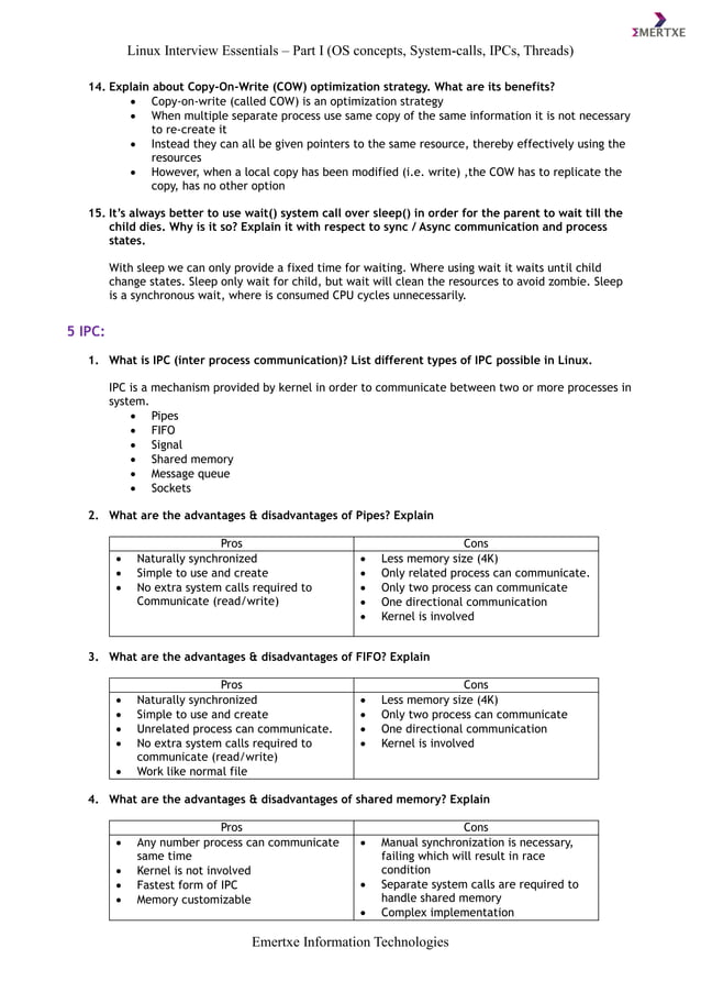 Linux Internals - Interview essentials - 1.0 | PDF | Operating Systems | Computer Software and ...