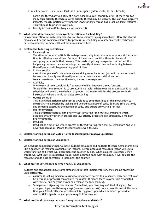 Linux Internals - Interview essentials - 1.0 | PDF | Operating Systems | Computer Software and ...