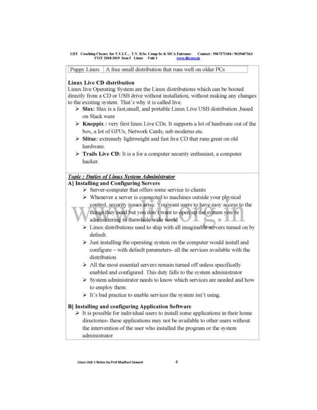 Liit tyit sem 5 linux unit 1 2018 most important questions with answers | PDF