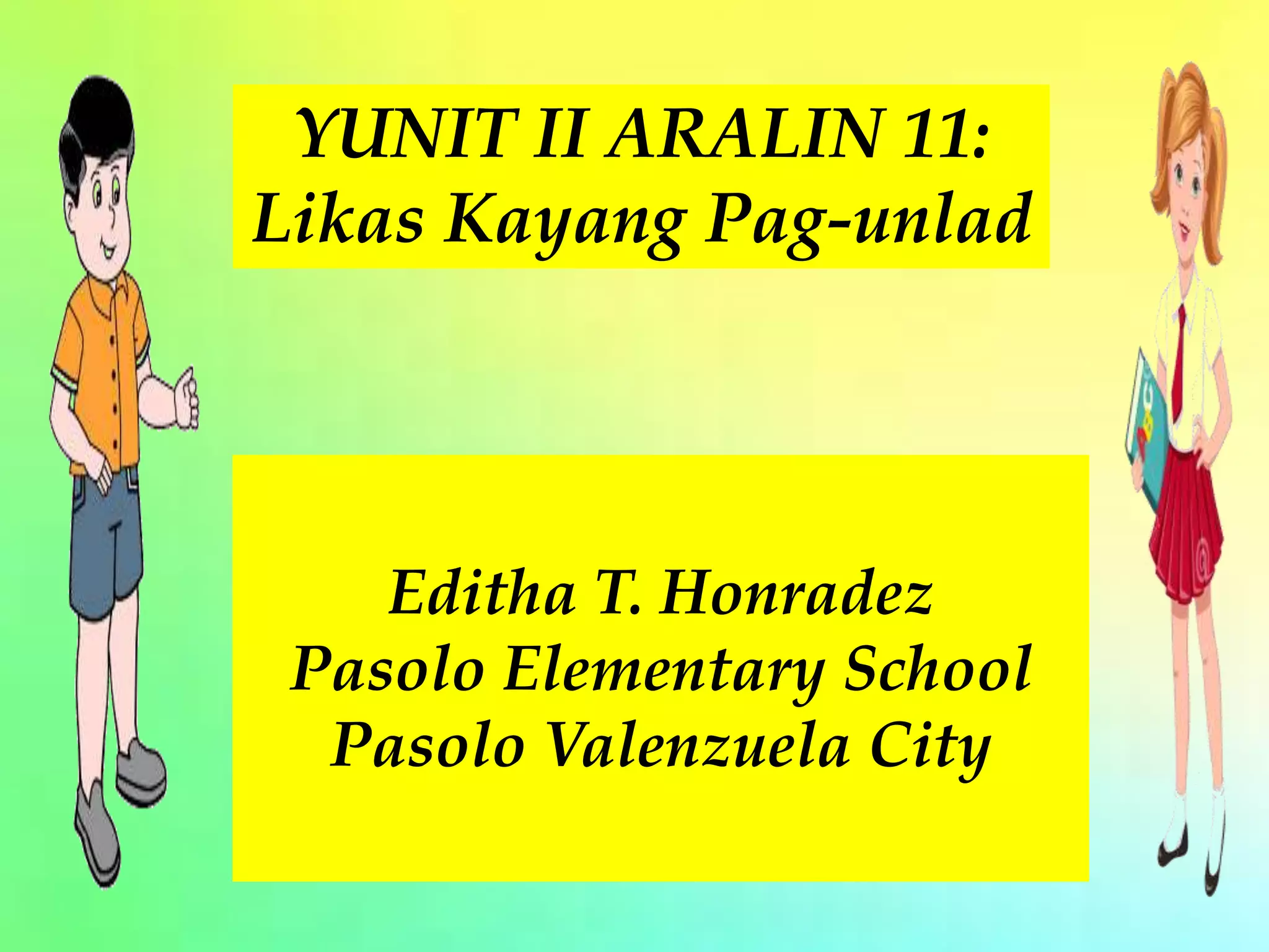 YUNIT II ARALIN 11: Likas Kayang Pag-unlad | PPT