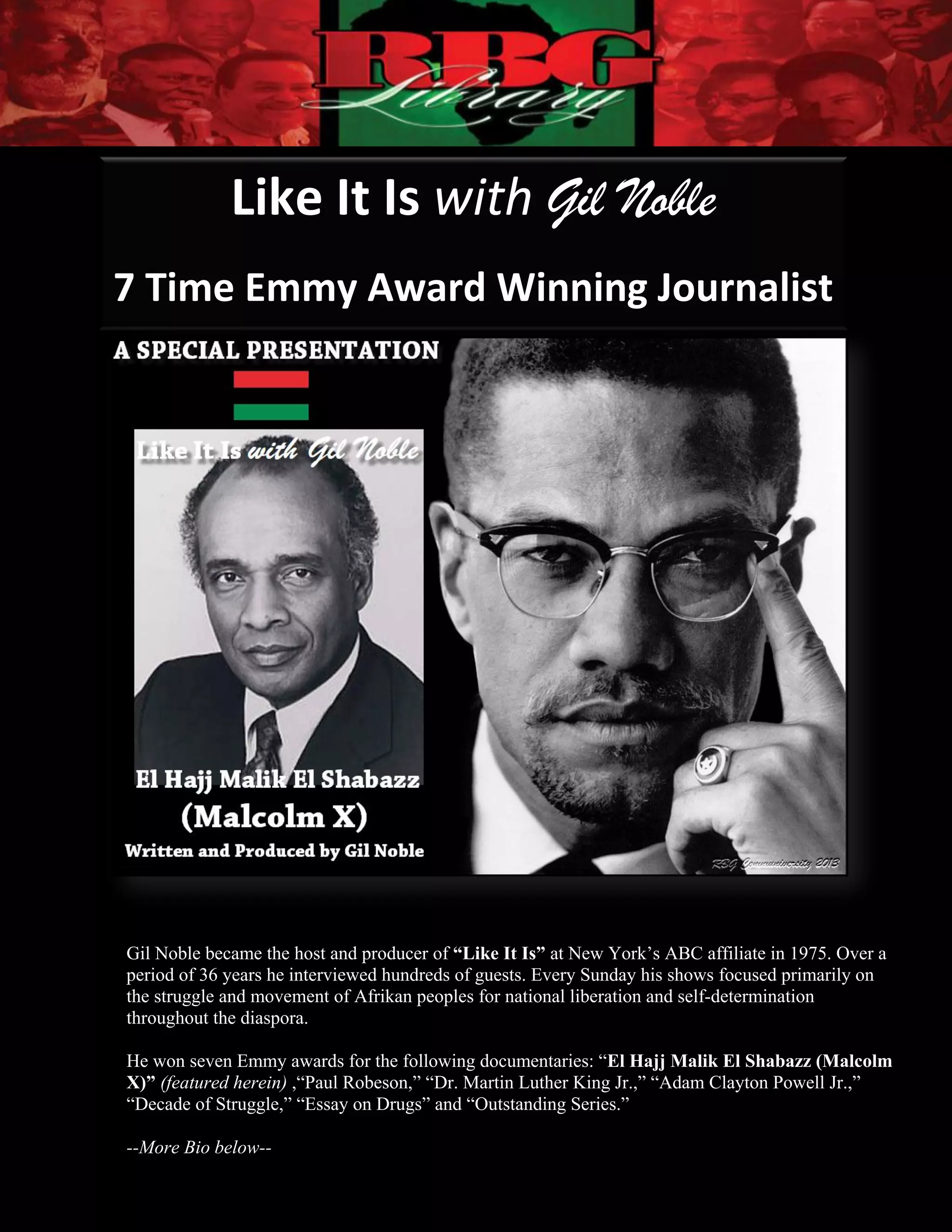 Like It is With Gil Noble: El Hajj Malik El Shabazz (Malcolm X) | A ...