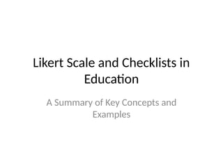 Likert_Scale_and_Checklists. Assessment in learning 2pptx | PPT