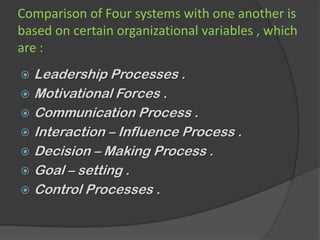 Likert's four systems on leadership | PPTX