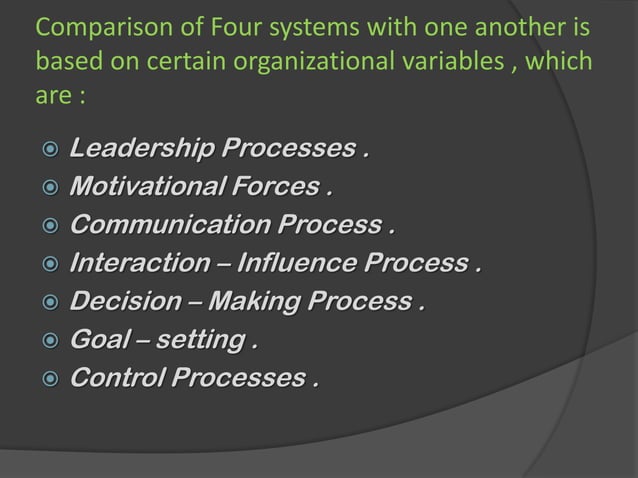 Likert's four systems on leadership | PPTX | Business | Business and ...