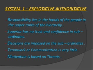 Likert's four systems on leadership | PPTX