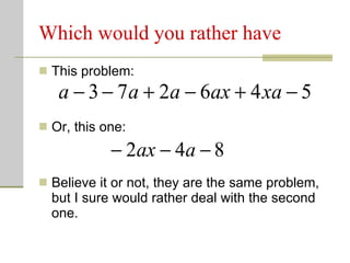 Combining Like Terms and Solving Equations | PPT