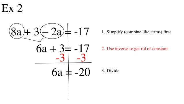 Like terms equations examples