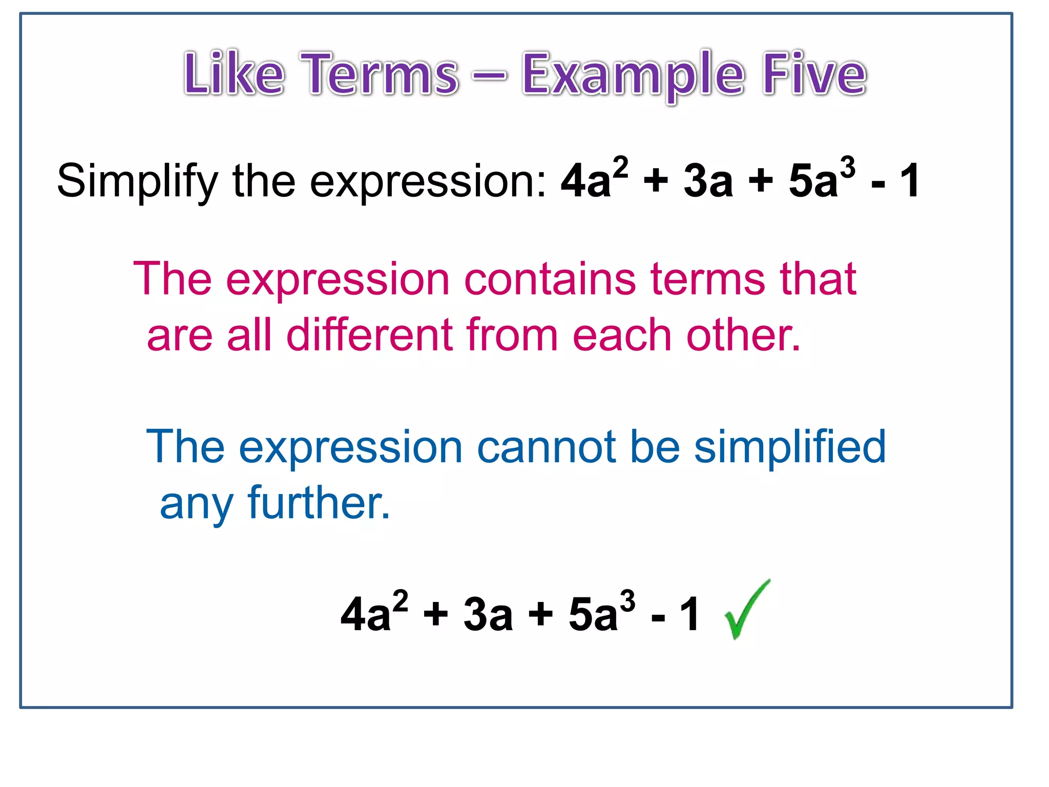 Combining Algebra Like Terms | PPTX