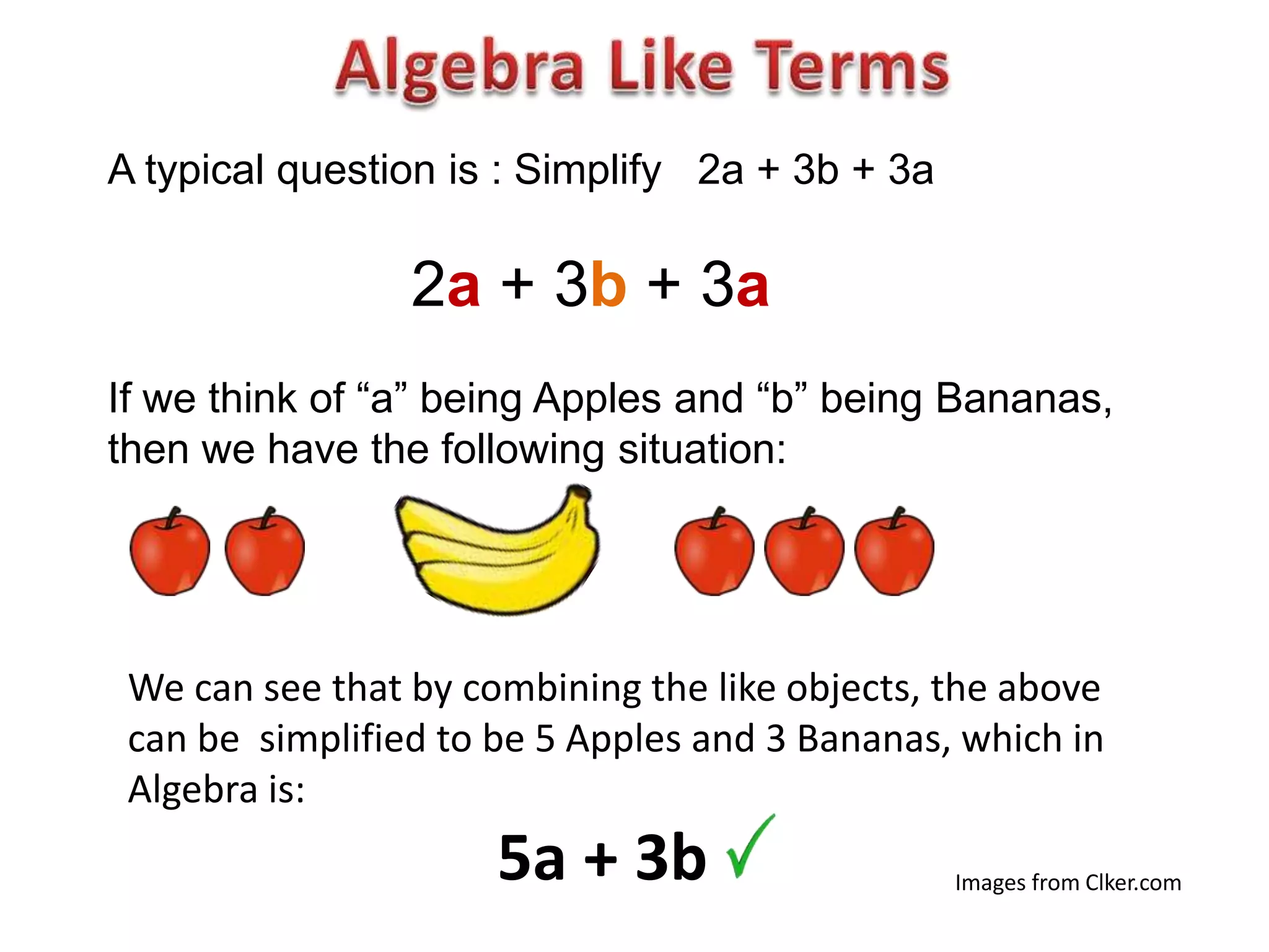 Combining Algebra Like Terms | PPTX