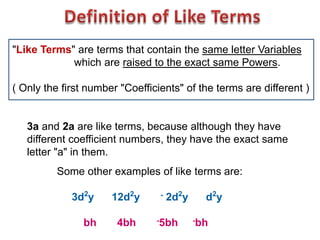 Combining Algebra Like Terms | PPTX