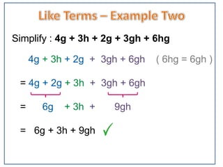 The Meaning Of Combining Like Terms