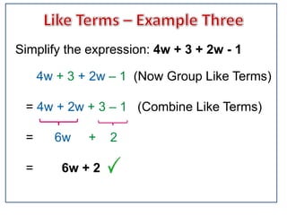Combining Like Terms Examples