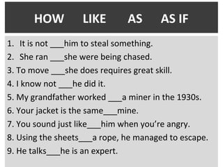 Like vs as vs how review and exercises | PPT