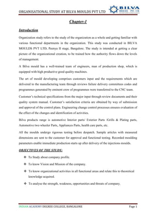 Organisation study at BILVA MOULDS PVT LTD | PDF