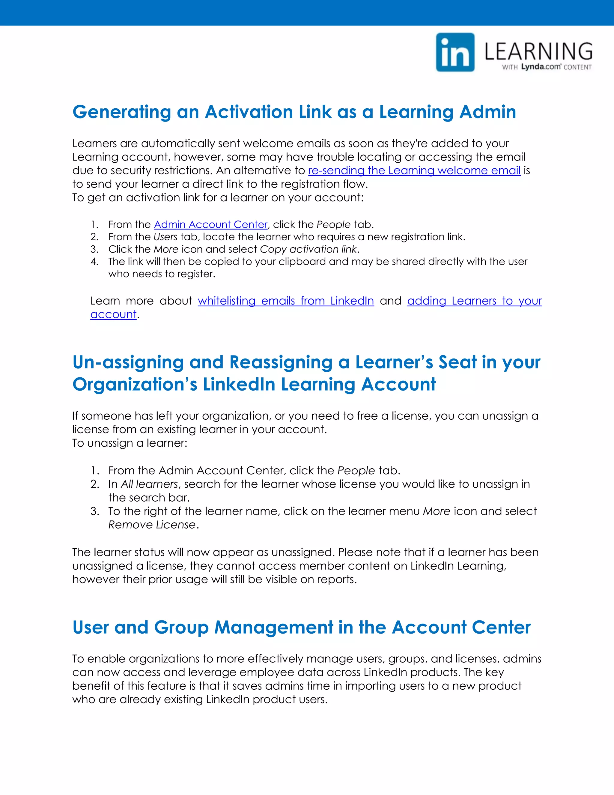 Getting Started as an Administrator in LinkedIn Learning | PDF