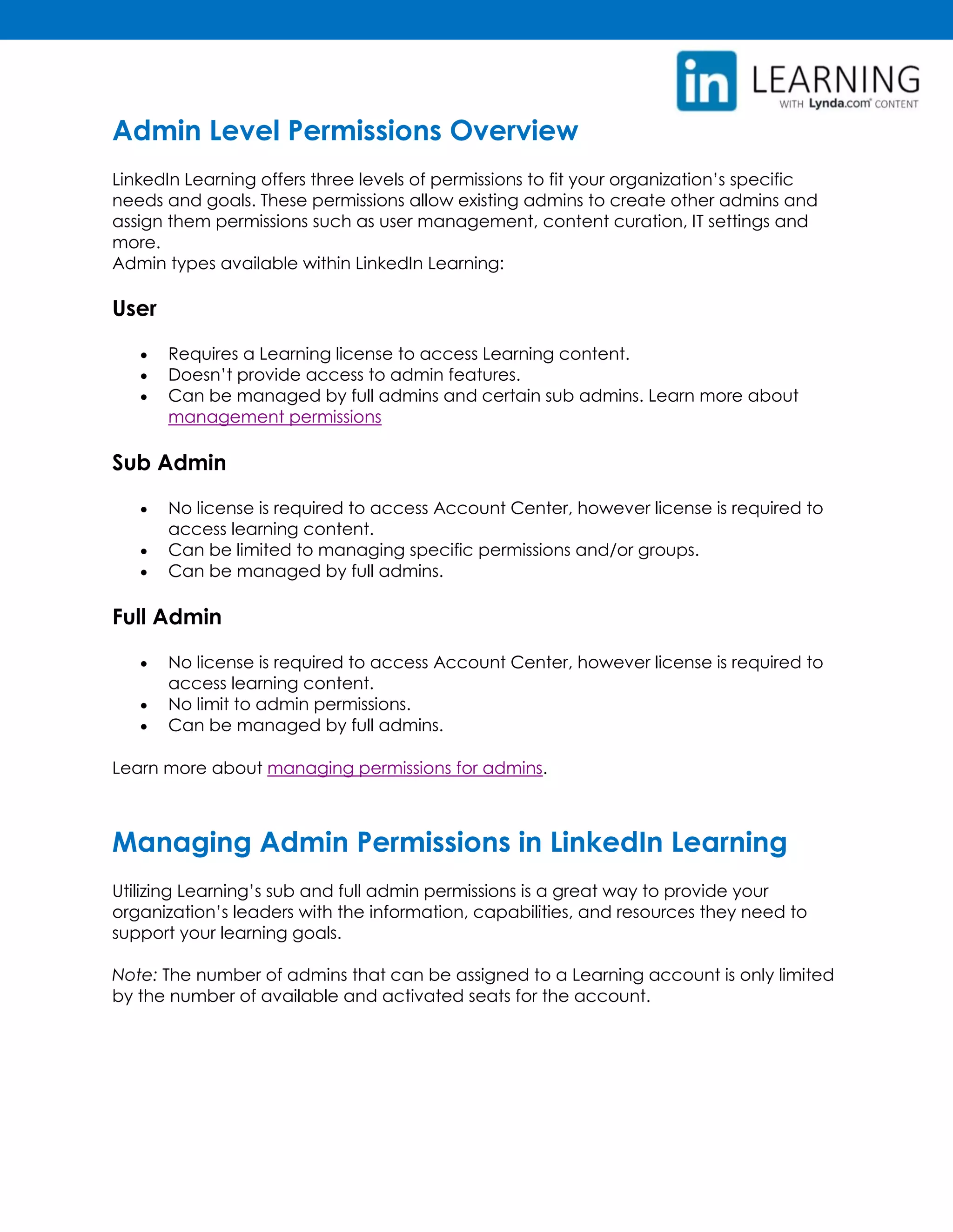 Getting Started as an Administrator in LinkedIn Learning | PDF