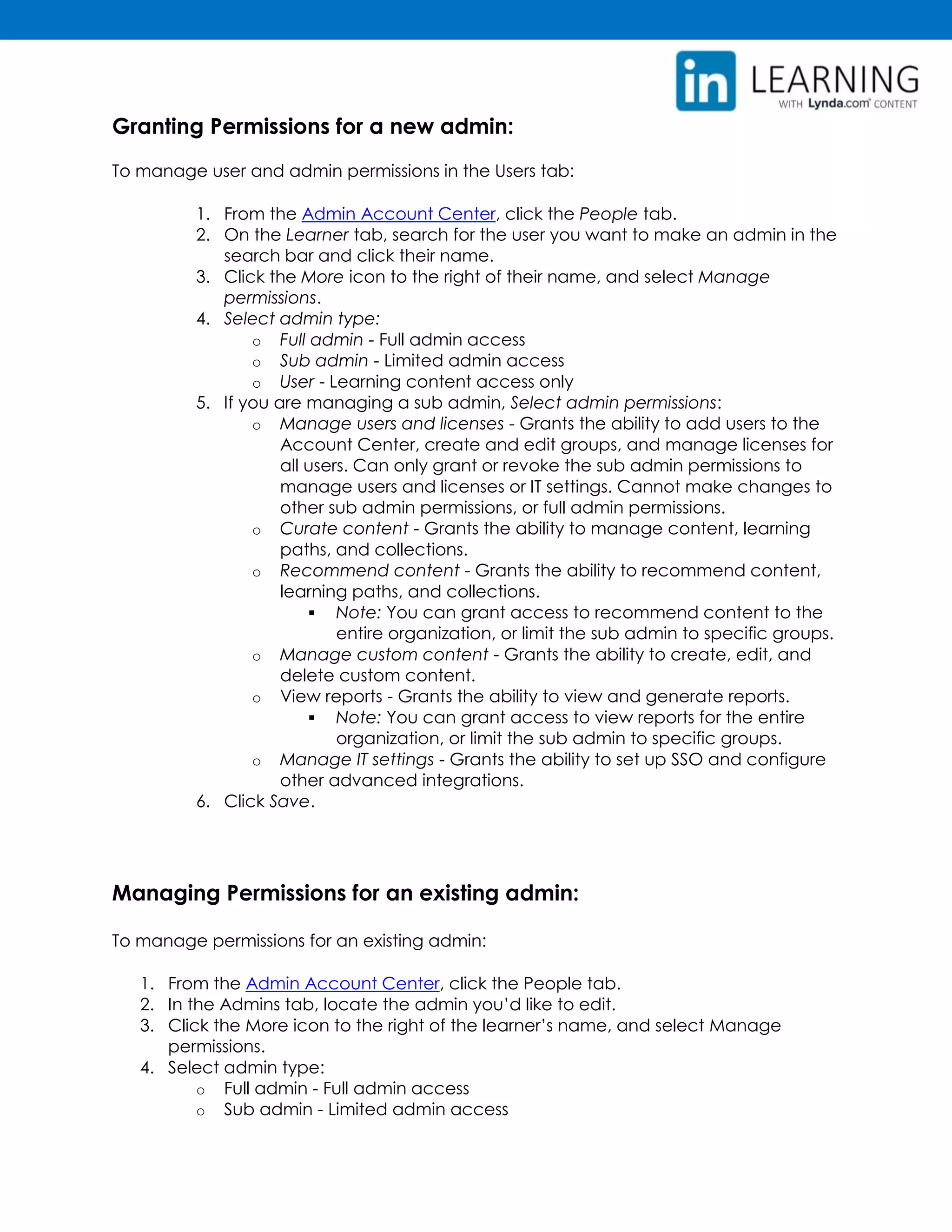 Getting Started as an Administrator in LinkedIn Learning | PDF