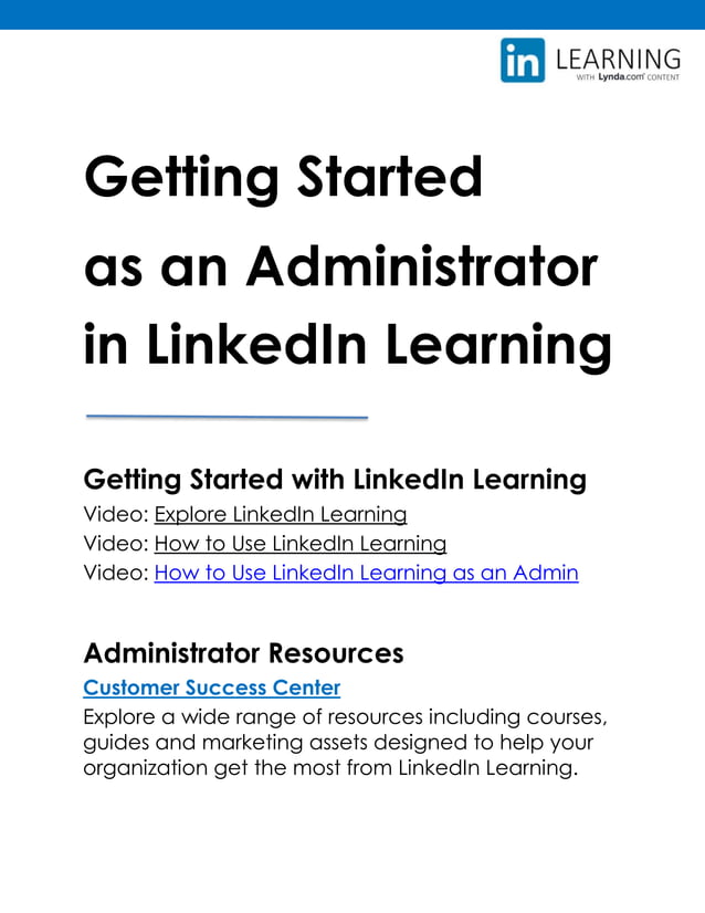 Getting Started as an Administrator in LinkedIn Learning | PDF