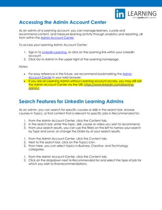 Getting Started as an Administrator in LinkedIn Learning | PDF