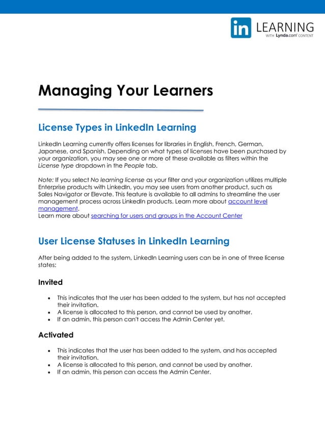 Getting Started as an Administrator in LinkedIn Learning | PDF