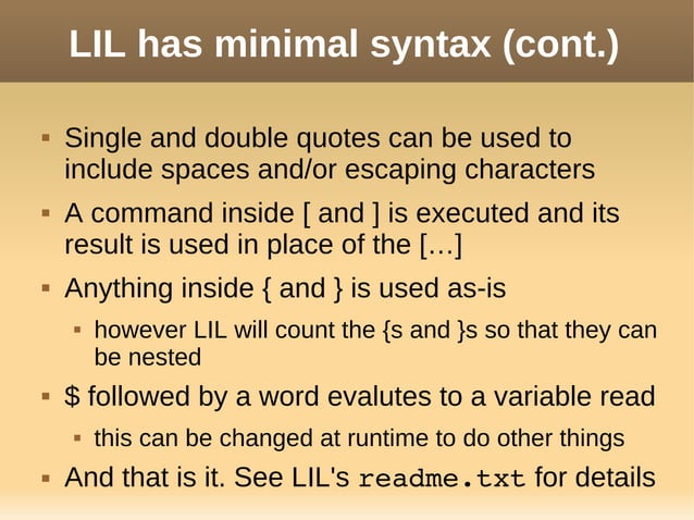 LIL Presentation | PDF | Programming Languages | Computing