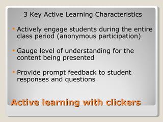 Instructional Design for the Active: Employing Interactive Technologies and Active Learning ...