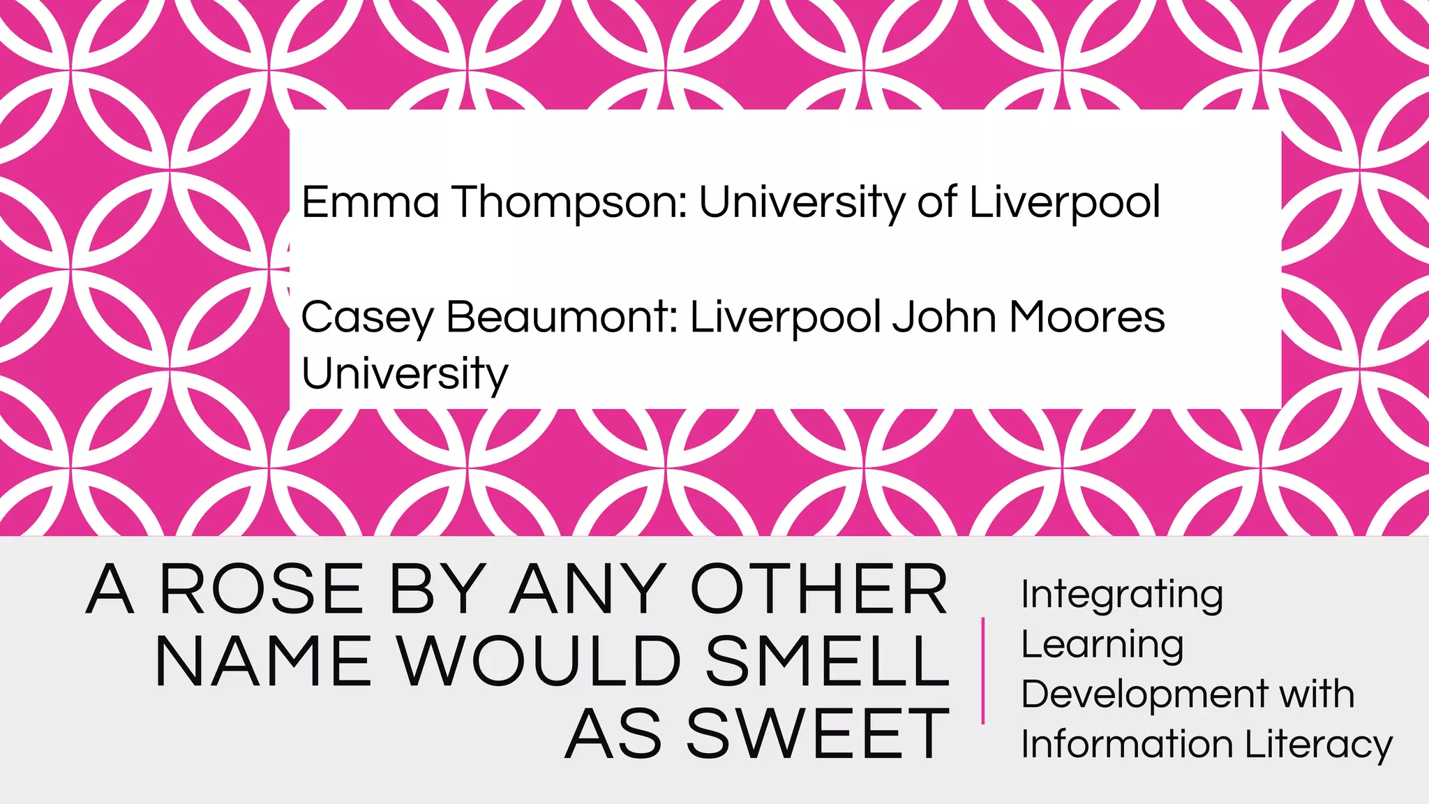 A rose by any other name would smell as sweet: Integrating Learning ...