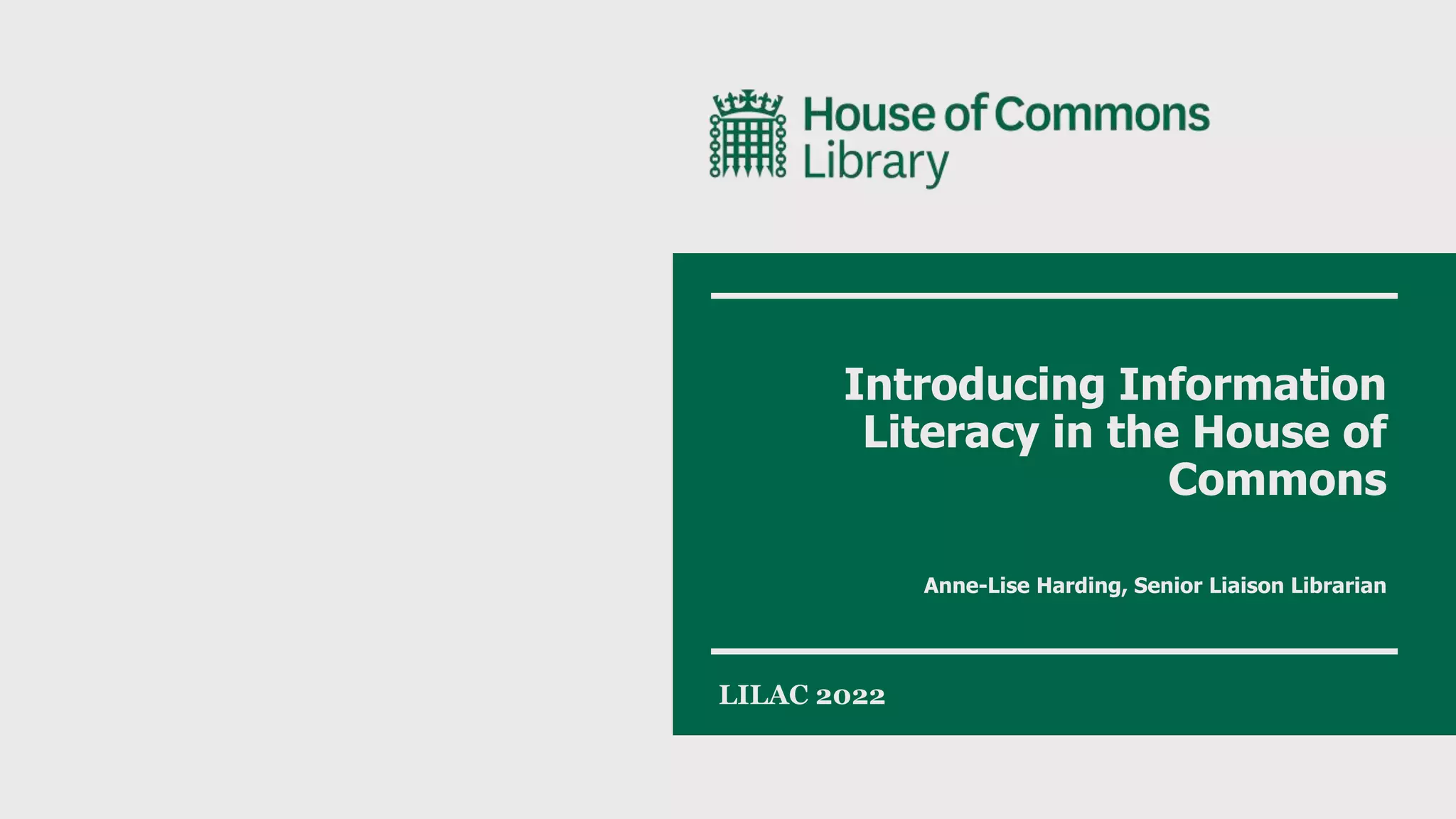 Introducing Information Literacy in the House of Commons - Anne-Lise ...