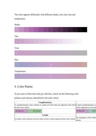 What Color is Lilac: Meaning, Hex Code, Palettes, Symbolism and More | PDF