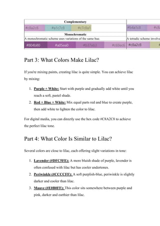 What Color is Lilac: Meaning, Hex Code, Palettes, Symbolism and More | PDF